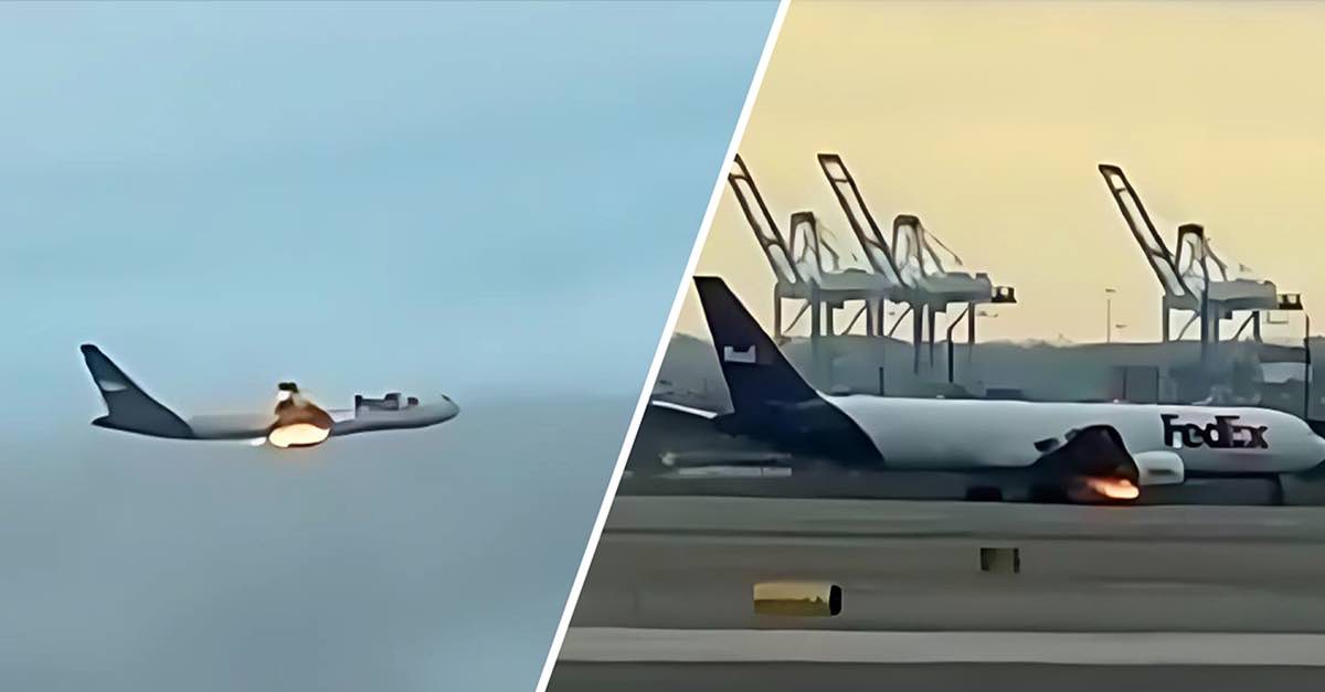 FedEx Cargo Plane Catches Fire Mid-Air in Shocking Video: Emergency ...
